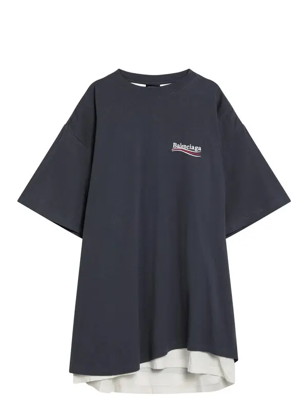 Balenciaga Double T Shirt Political Campaign Navy/white - Blue