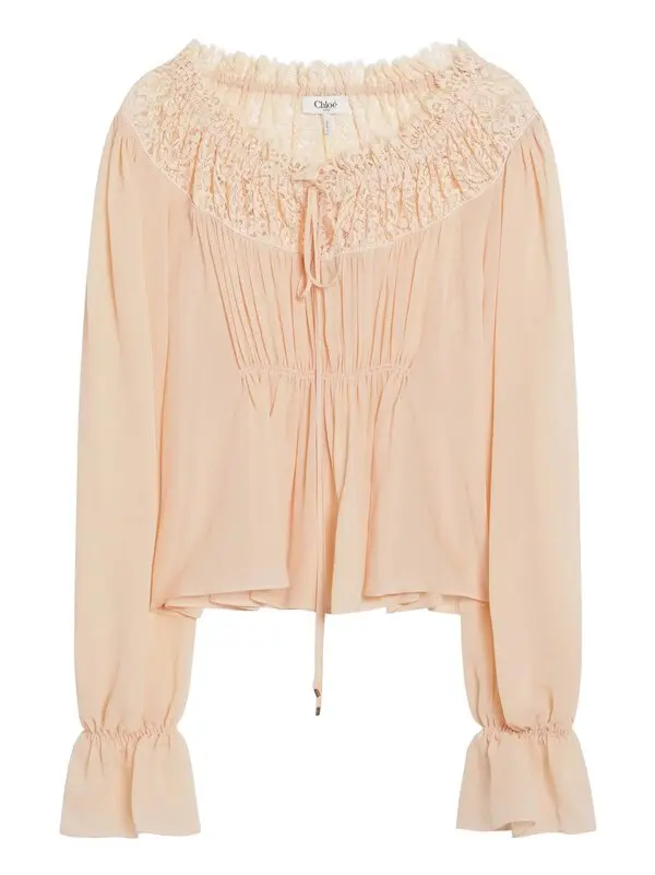Chloé Silk Georgette Blouse With Tie - Pink