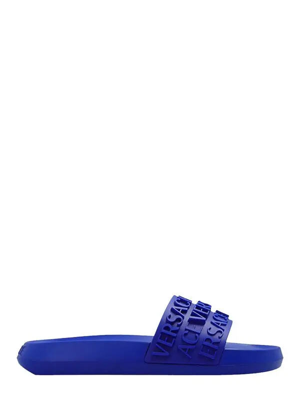 Versace Allover Logo Slides - Blue