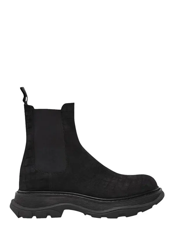 Alexander McQueen Croc-effect Chelsea Boots - Black