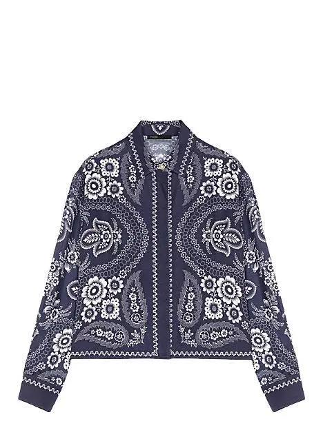 Maje Bandana Print Relaxed-fit Satin Shirt - Navy Bandana Print
