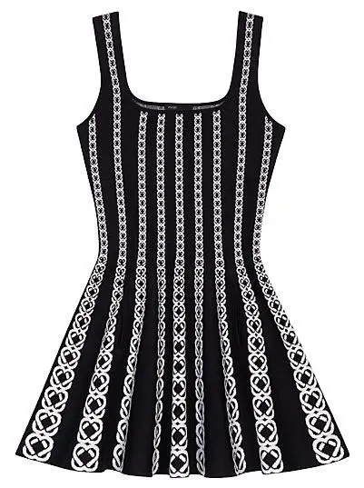 Maje Rope-intarsia Stretch-knit Mini Dress - White / Black