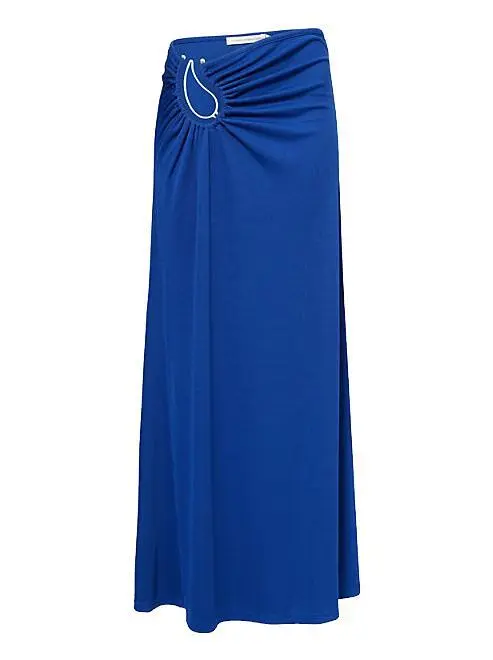 Christopher Esber Paisley Ruched Jersey Maxi Skirt - Blue