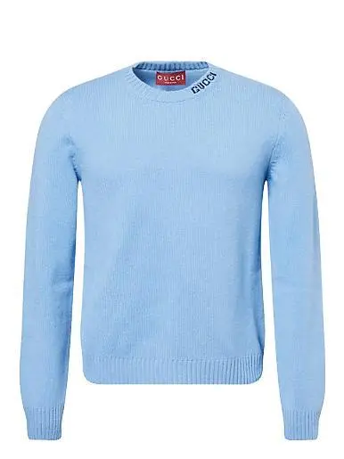 Gucci Logo-embroidered Wool Jumper - Powder Azure/blue