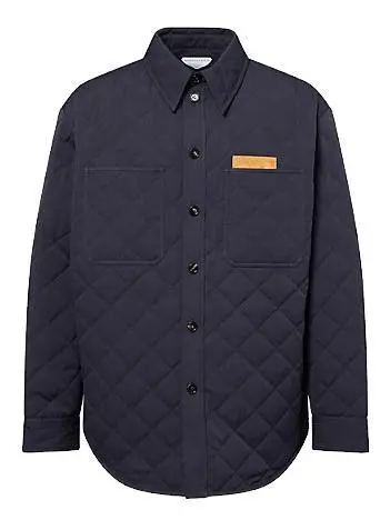 Bottega Veneta Padded Patch-pocket Cotton-blend Overshirt - Midnight Blue
