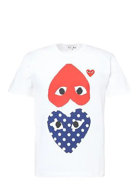 Play Comme Des Garcon Play Graphic-print Crewneck Cotton T-shirt - White