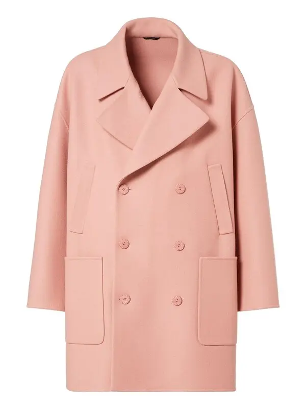 Fendi Double Wool Felt Pea Coat - Pink