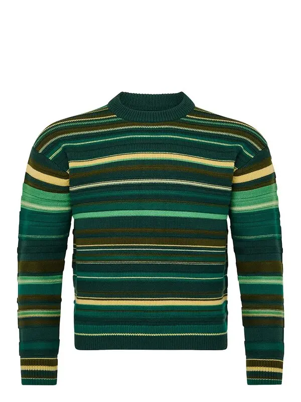 JW Anderson Wool Multi-stripe Crewneck Sweater - Green Multi