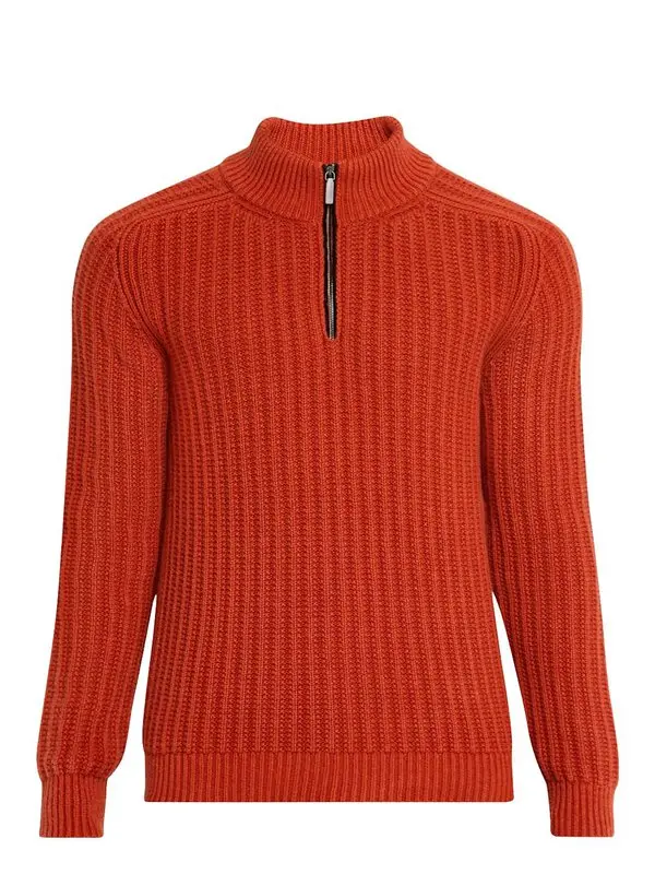Iris Von Arnim Eugene Half-zip Cashmere Pullover - Terra Sw