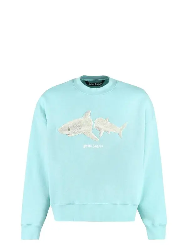 Palm Angels Embroidered Cotton Sweatshirt - Blue