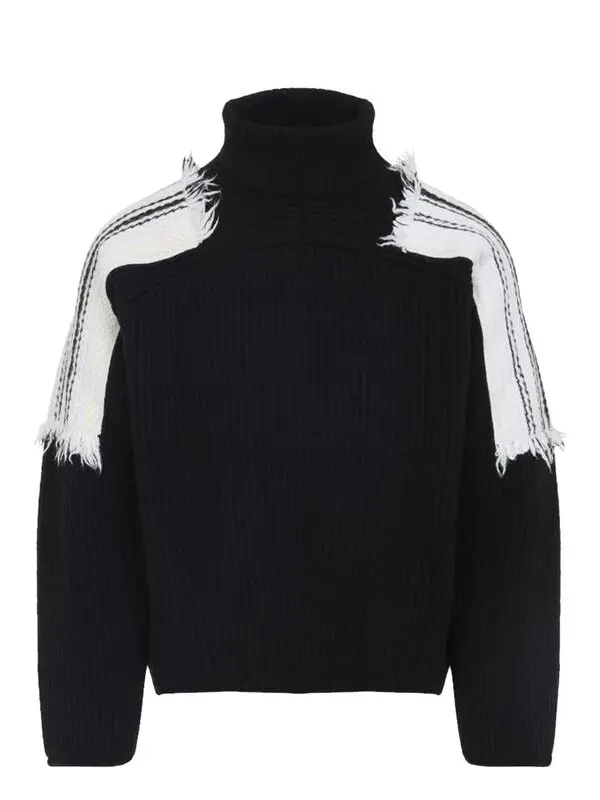 MORDECAI Jacquard Stripe Turtle Neck - Black