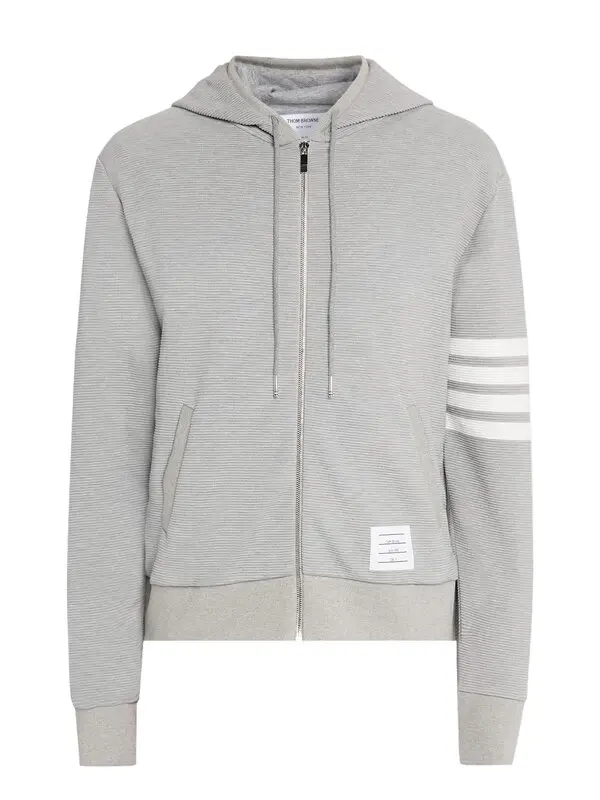 Thom Browne 4-bar Ottoman Zip Hoodie - Lt Grey