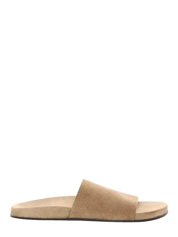THE ROW Hugh Suede Flat Slides - Military