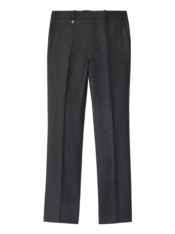 Burberry Check Wool Cashmere Tailored Trousers - Loden Green/highland Green