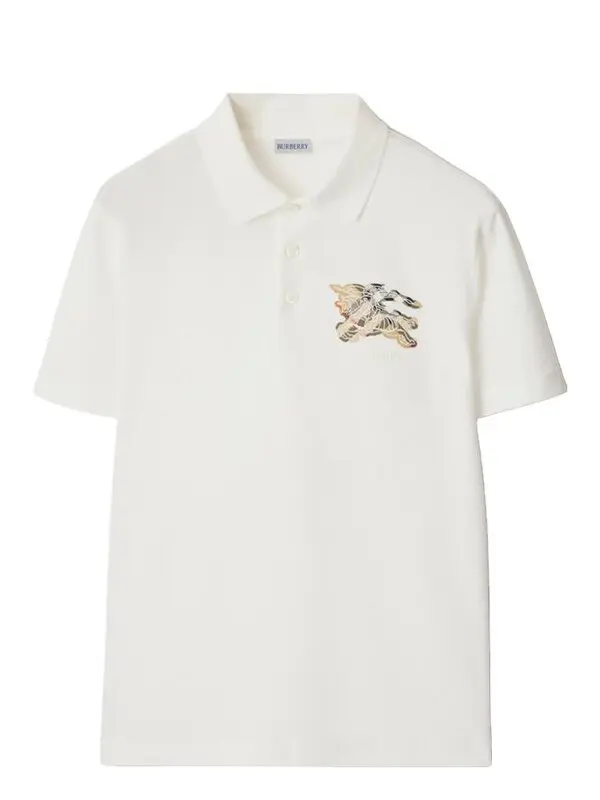 Burberry Ekd Check Cotton Polo Shirt - Chalk White
