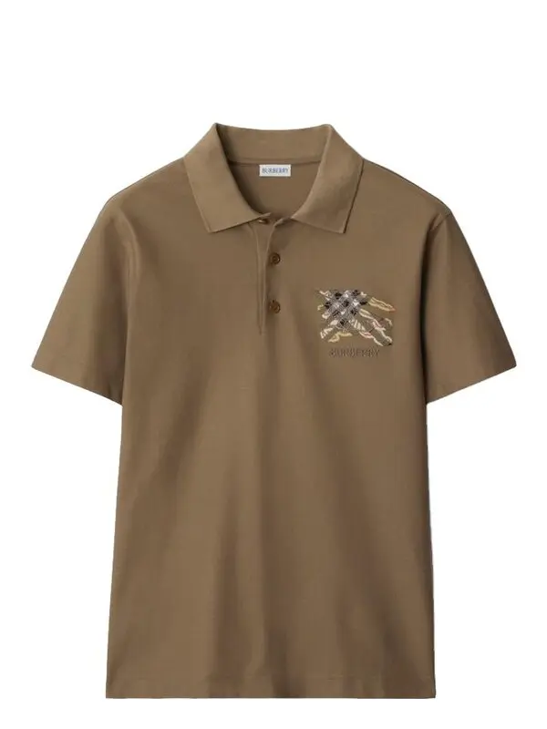 Burberry Ekd Check Cotton Polo Shirt - Clay Brown
