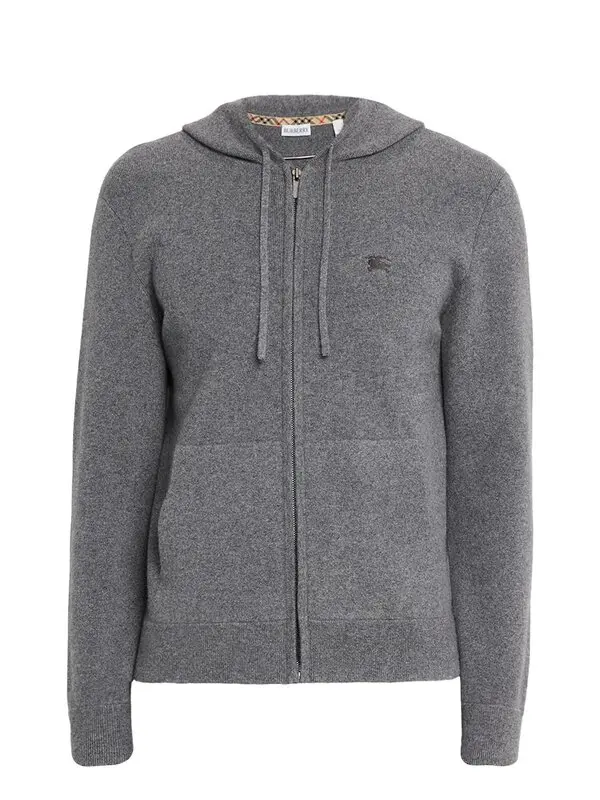 Burberry Cashmere-blend Knit Hoodie - Grey