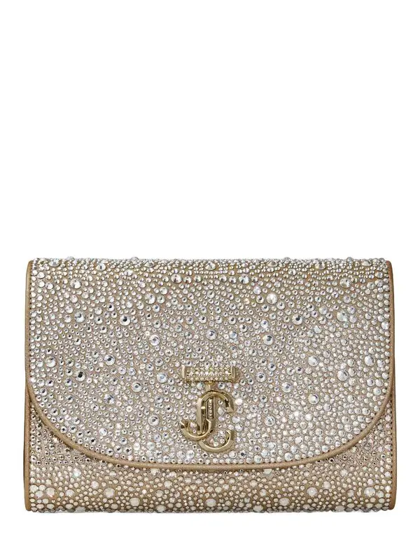JIMMY CHOO Curve Clutch With Hotfix Crystals - Gold/crystal/shiny Gold