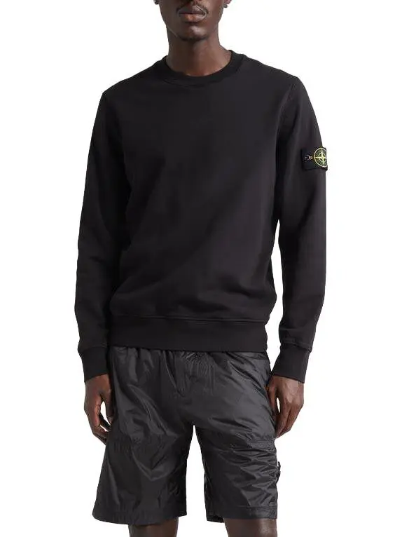 Stone Island Compass Logo Patch Crewneck Sweatshirt - V0029 Black