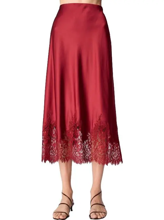 Cami Nyc Floral Lace Panel Silk Midi Skirt - Compote