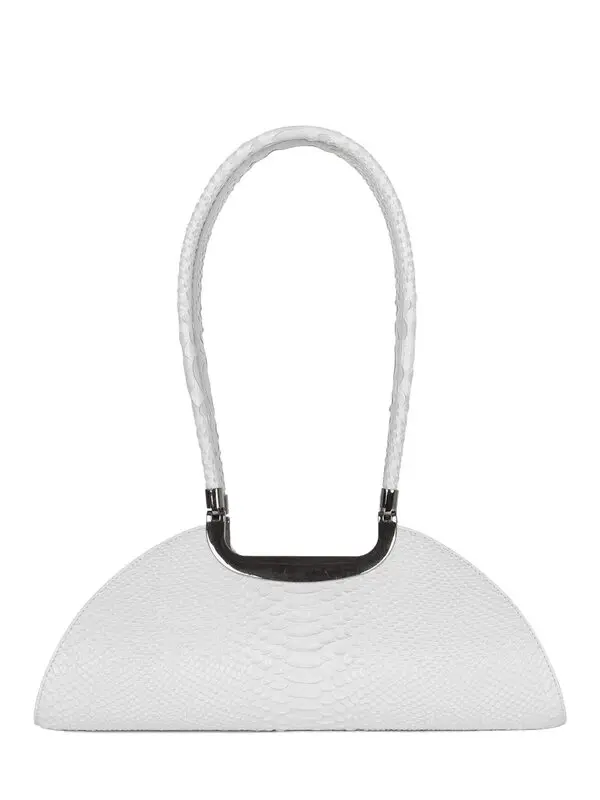 Jeffrey Campbell Retrograde Leather Shoulder Bag - White Snake Silver