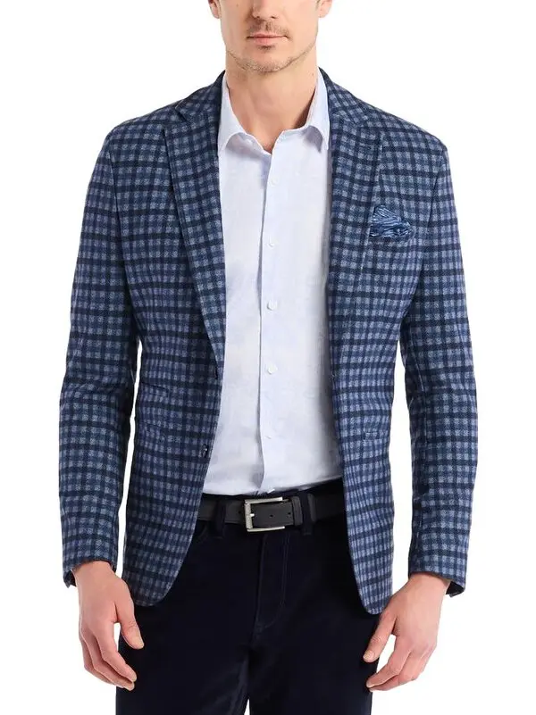 Robert Graham Marvin Check Brushed Knit Sport Coat - Navy