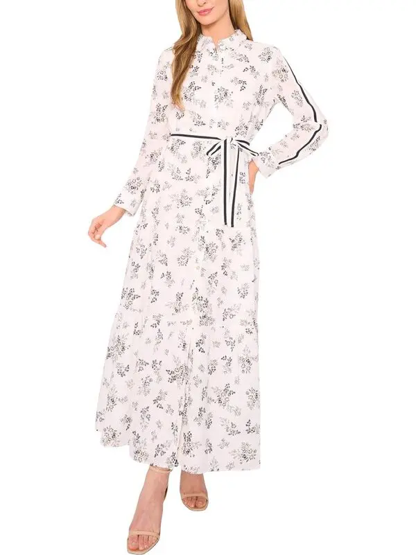 CECE DUPRAZ Floral Cotton Maxi Shirt Dress - New Ivory