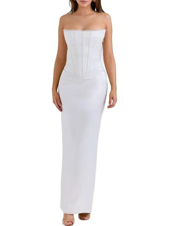 House Of Cb Strapless Column Dress - Ivory