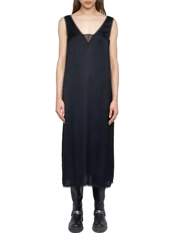 Zadig&Voltaire Renzo Lace And Satin Slip Dress - Black