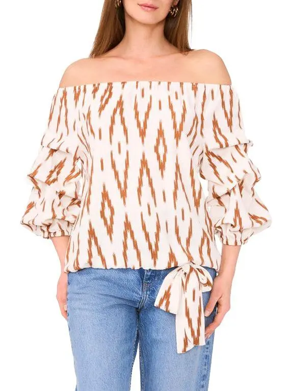 Vince Camuto Off-the-shoulder Blouse With Bubble Sleeves - Argan Oil