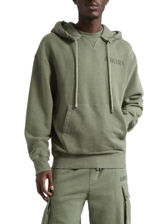 Amiri Stencil Logo Oversized Cotton Hoodie - Olive