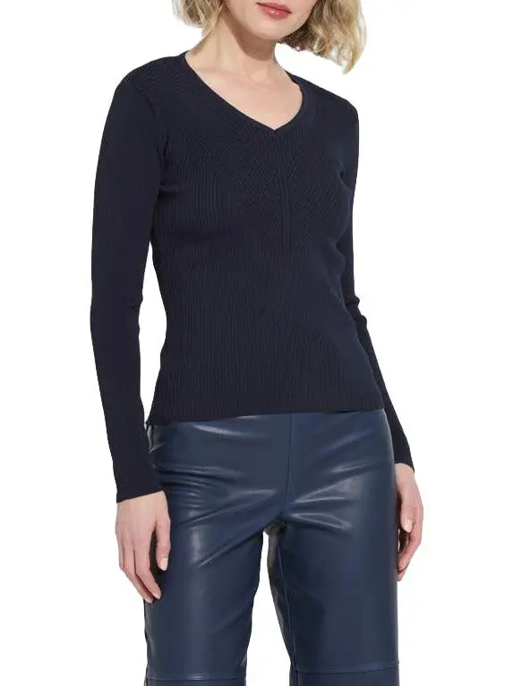 Lyssé Adette V-neck Ribbed Sweater - Midnight