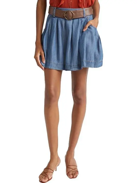 Ramy Brook Belted Mini Skirt - Chambray