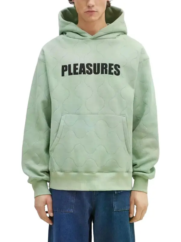PLEASURES Quilted Logo-patch Hoodie - Green