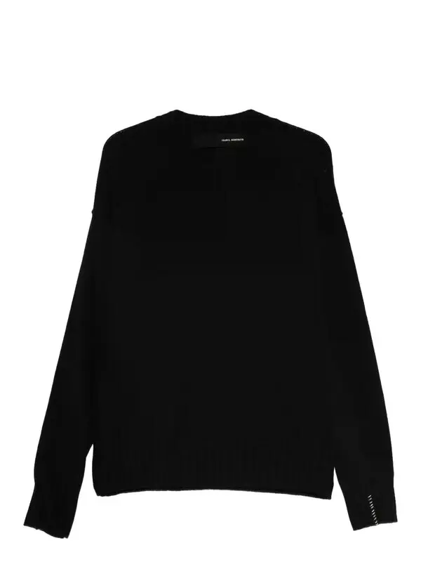 Isabel Benenato Frayed-detail Crew-neck Sweater - Black
