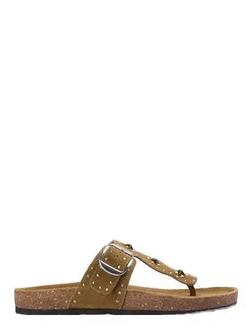 SCALPERS Suede Studded Sandals - Camel