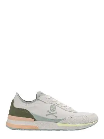 SCALPERS Numoon" Lace-up Round Toe Sneakers With Printed Logo - Khaki