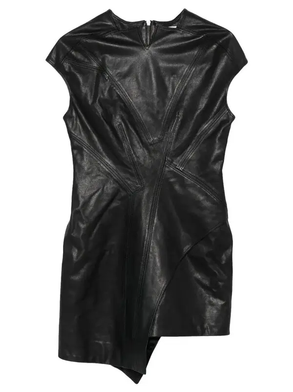 YEHUAFAN Asymmetric Leather Dress - Black