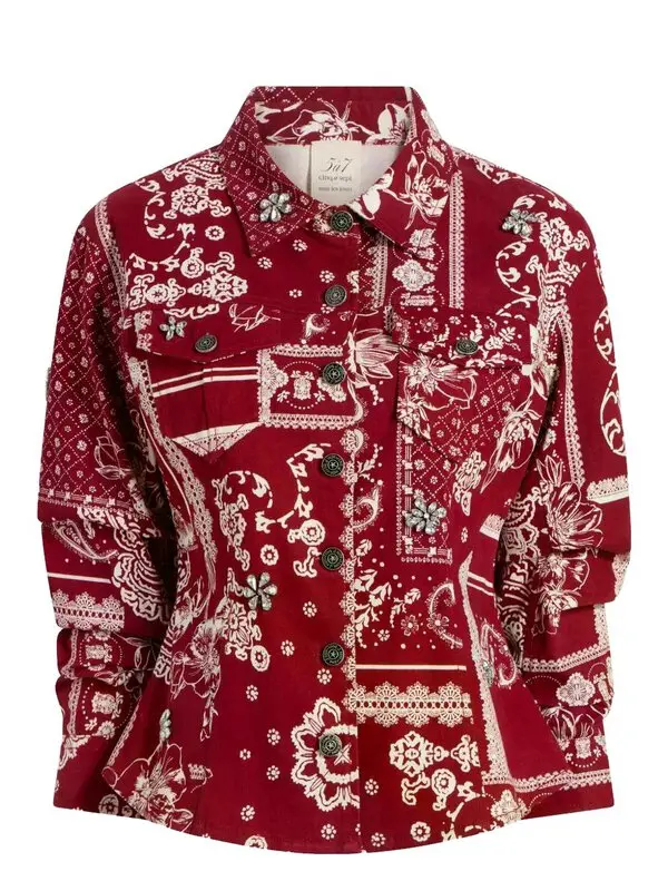 Cinq À Sept Bandana-print Embellished Jacket - Red