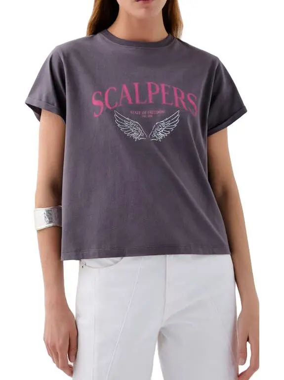SCALPERS Wings Printed T-shirt - Grey