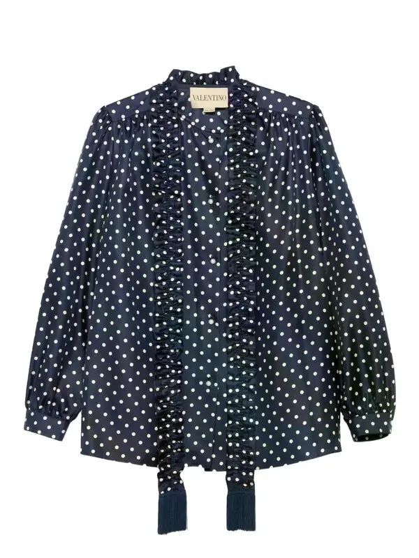 Valentino Garavani Polka-dot Ruffled Shirt - Blue