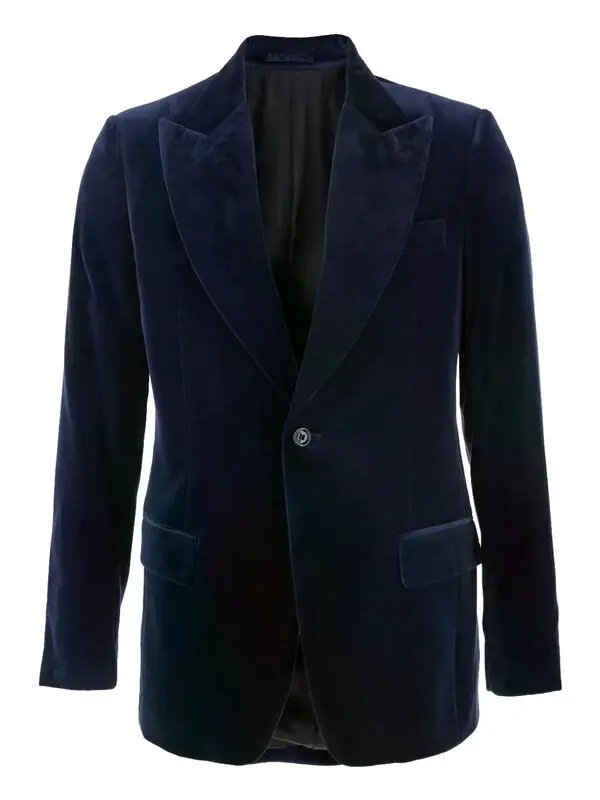 LARDINI Velvet Single-button Blazer - Blue