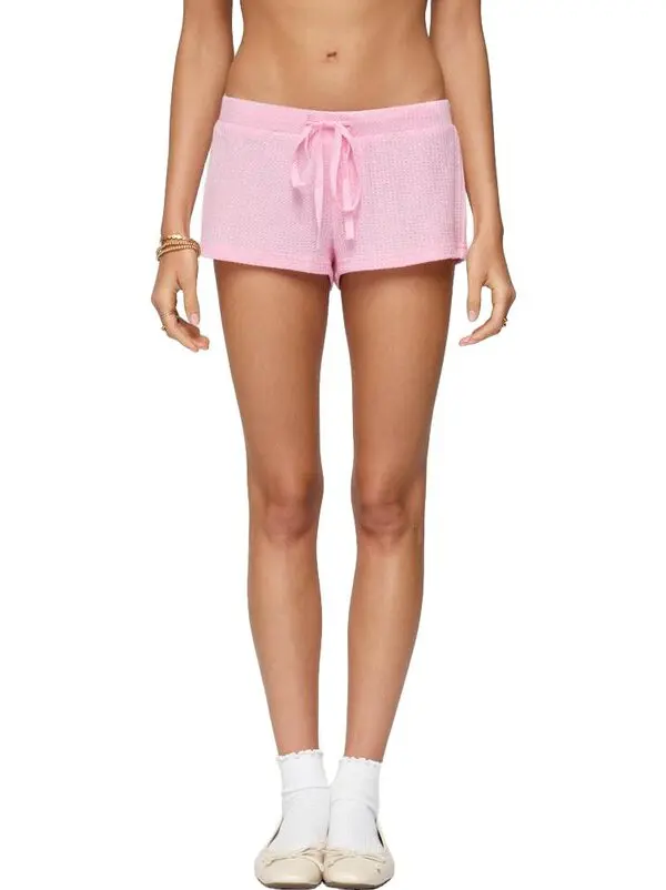 EDIKTED Teddy Waffle Knit Drawstring Shorts - Light-pink