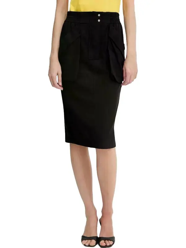 Pinko Elasticated Cotton Midi Skirt - Black