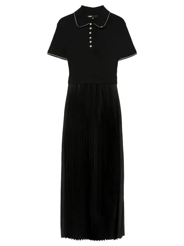 Maje Pleated Polo Dress - Black
