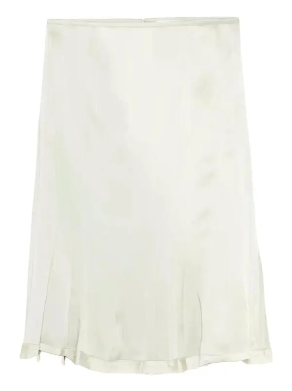 JIL SANDER Pleated A-line Satin Skirt - Green