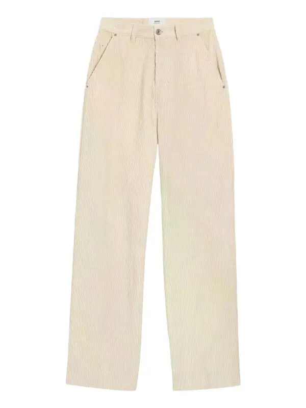 Ami Cotton Wide-leg Trousers - Neutrals