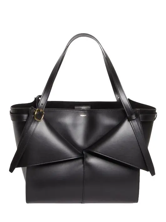 Coperni Belt Cabas Leather Tote - Black/black