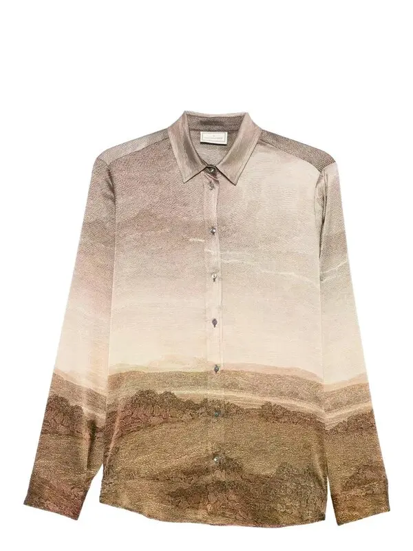 PIERRE-LOUIS MASCIA Landscape Print Shirt - Brown