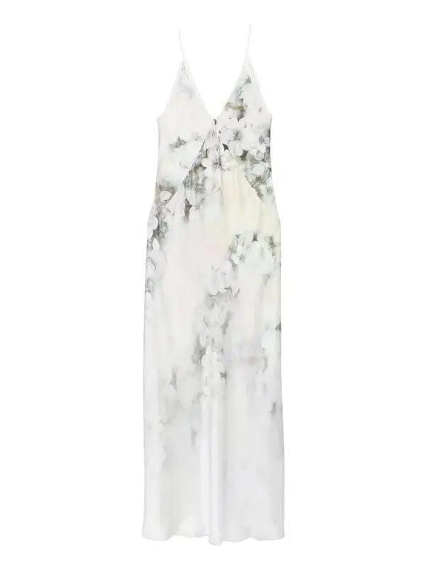 Alberta Ferretti Floral-print Slip Dress - White
